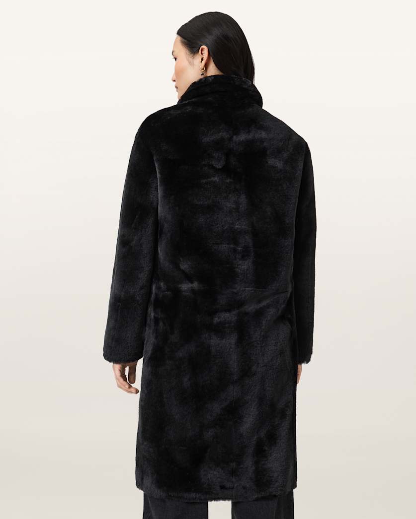 Serra Reversible Shearling Coat Black | ALLSAINTS US